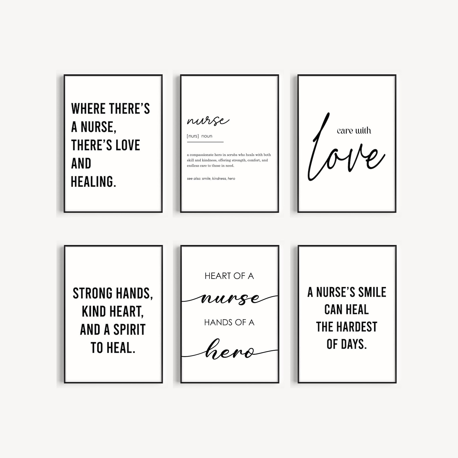 Nurse Wall Art Set of 6, Nurse Definition Print, Nurse Office Decor ...