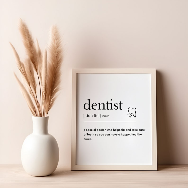 Dentist Definition, Quote Print, Minimalist Modern Print, Dentist Gift ...