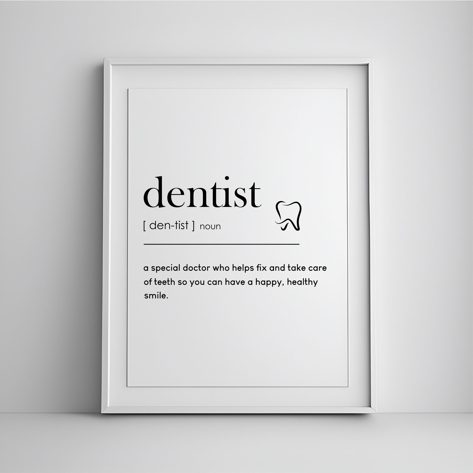 Dentist Definition, Quote Print, Minimalist Modern Print, Dentist Gift ...
