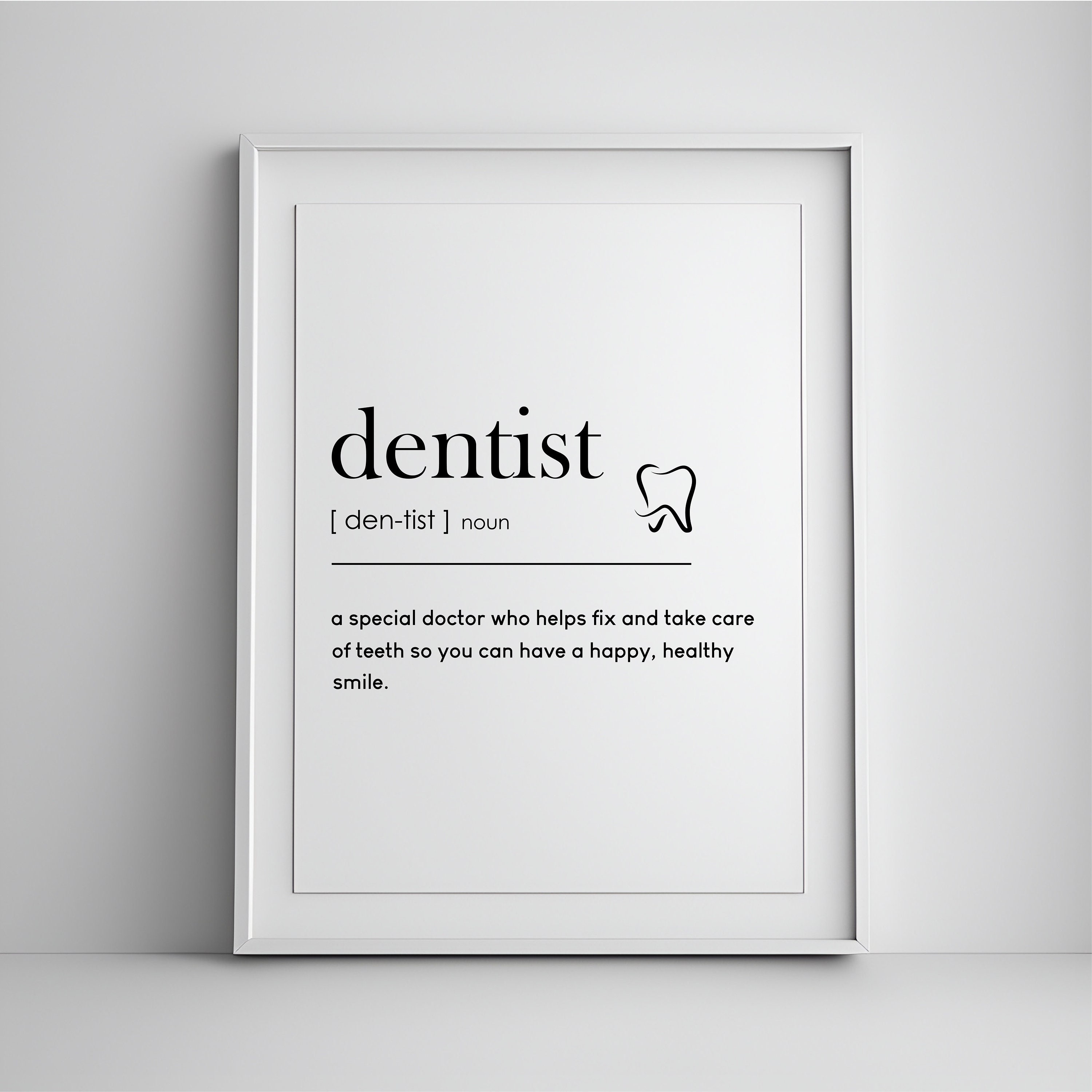 Dentist Definition, Quote Print, Minimalist Modern Print, Dentist Gift ...