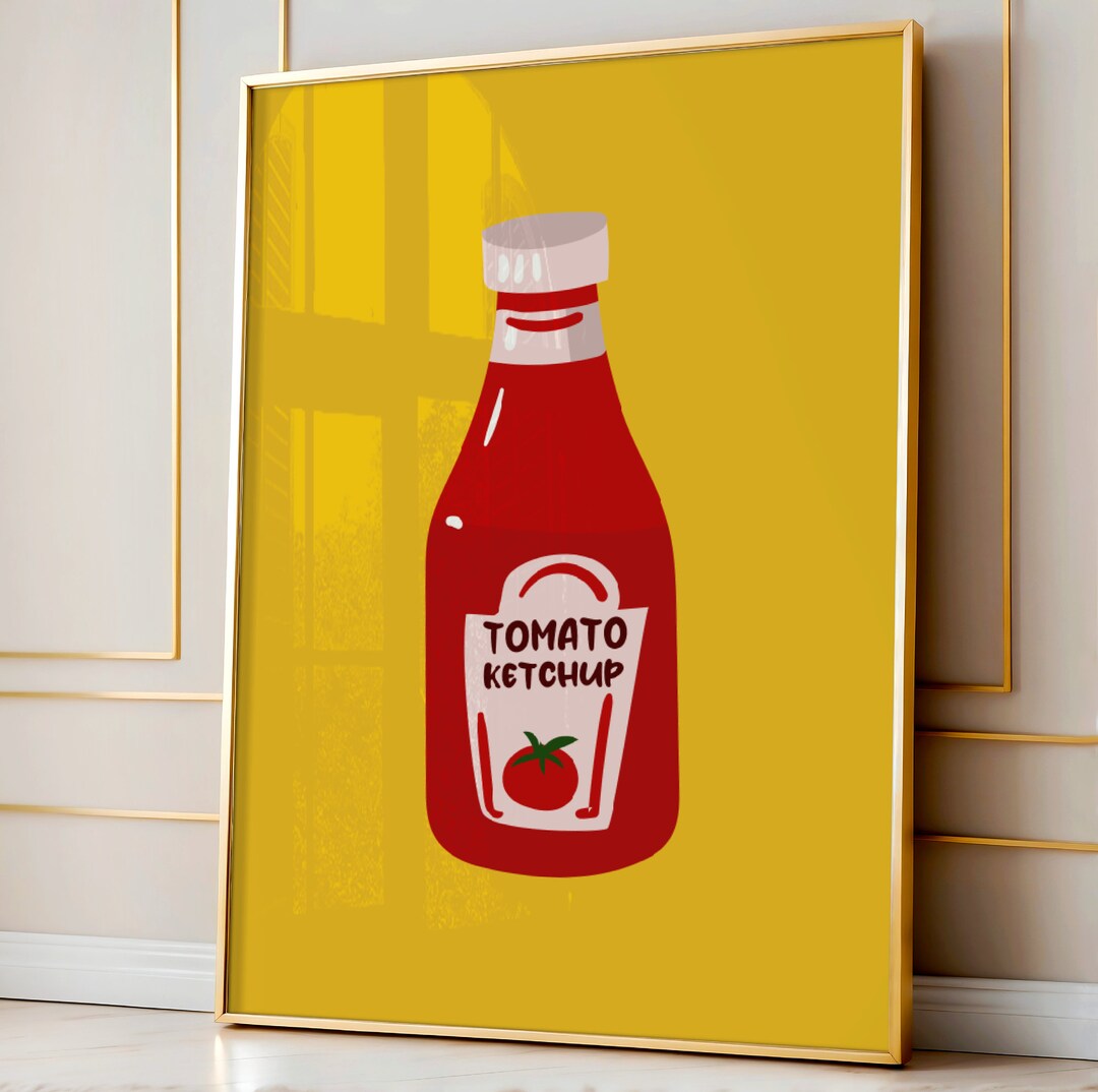 Colorful Ketchup Kitchen Art Print, Ketchup Decor, Maximalist Wall Art ...