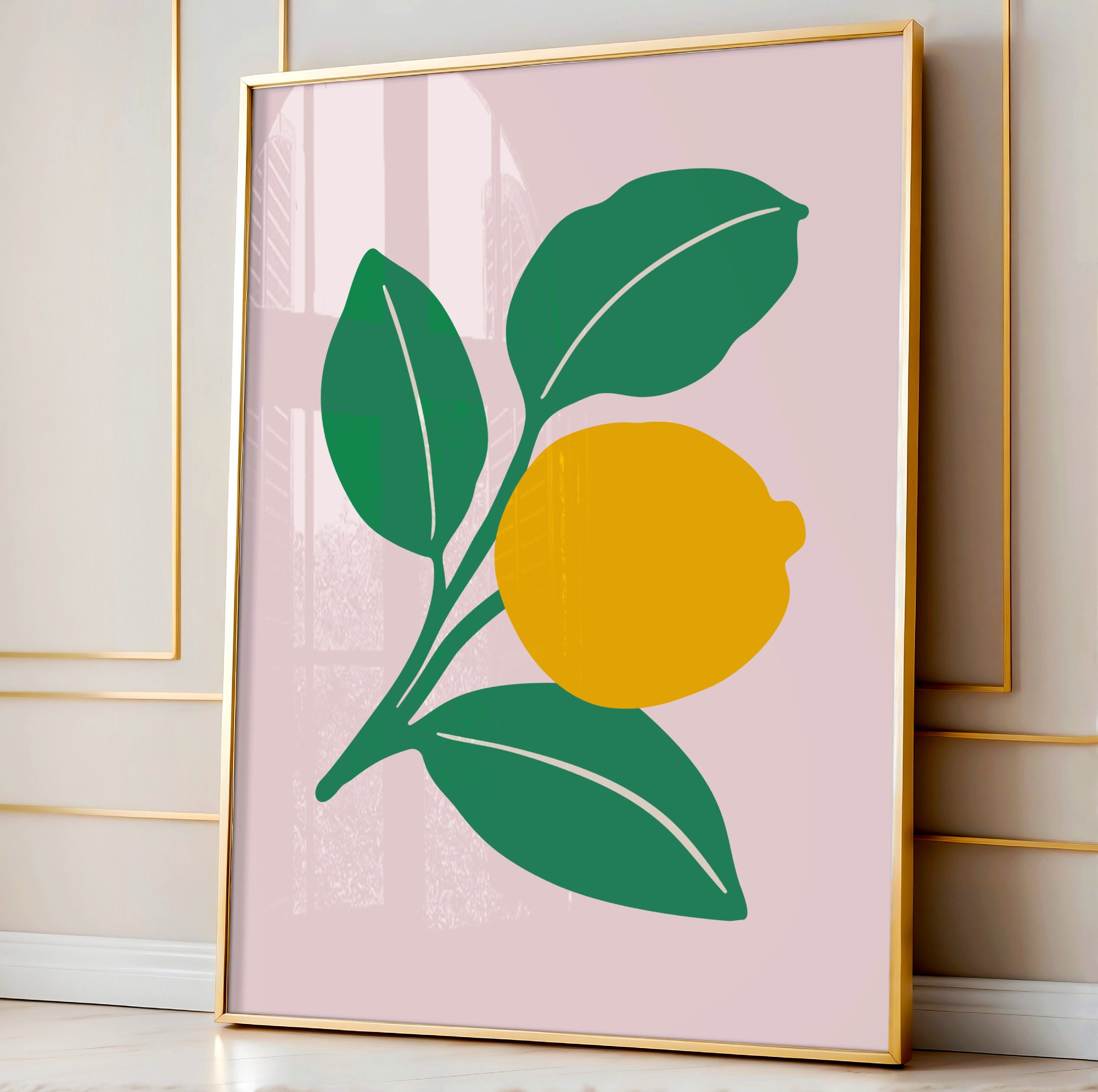 Minimalist Lemon Print Digital Modern, Kitchen Decor, Trendy Fruit ...