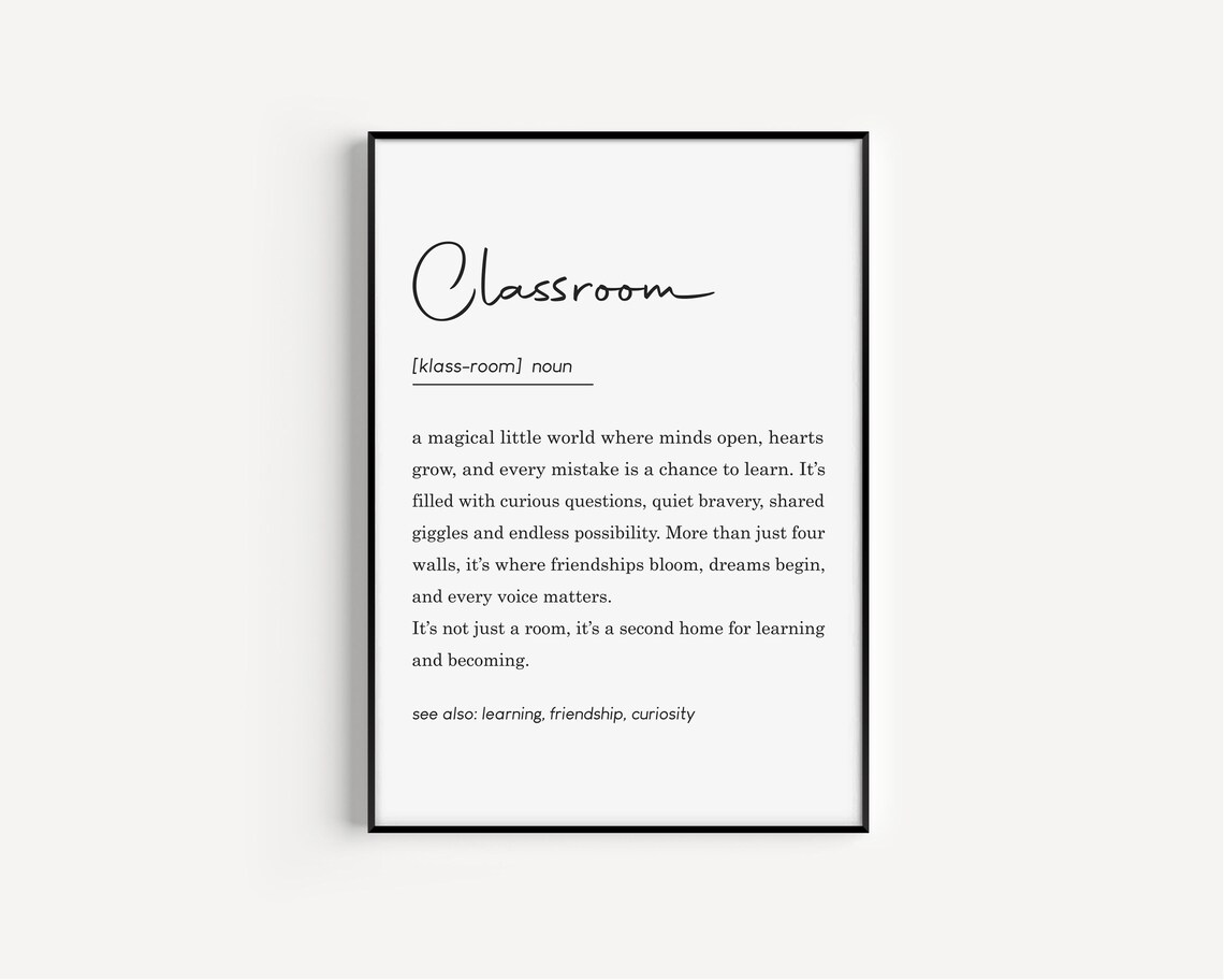 Classroom Definition Print, Printable Wall Art, Classroom Decor ...