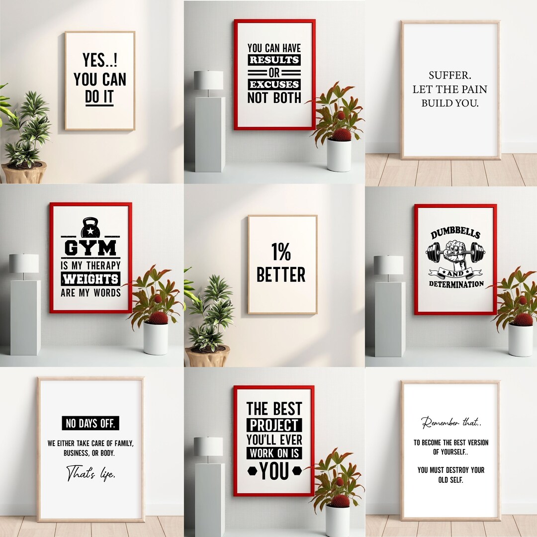 Home Gym Decor, Gym Signs, Workout Motivation, Gym Wall Art, Printable ...