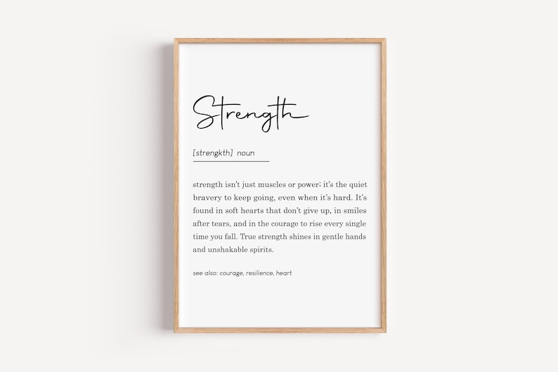 Strength Definition Print, Printable Wall Art, Strength Decor ...