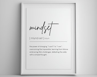 Mindset Definition, Printable Wall Art, Digital Download, Inspirational ...