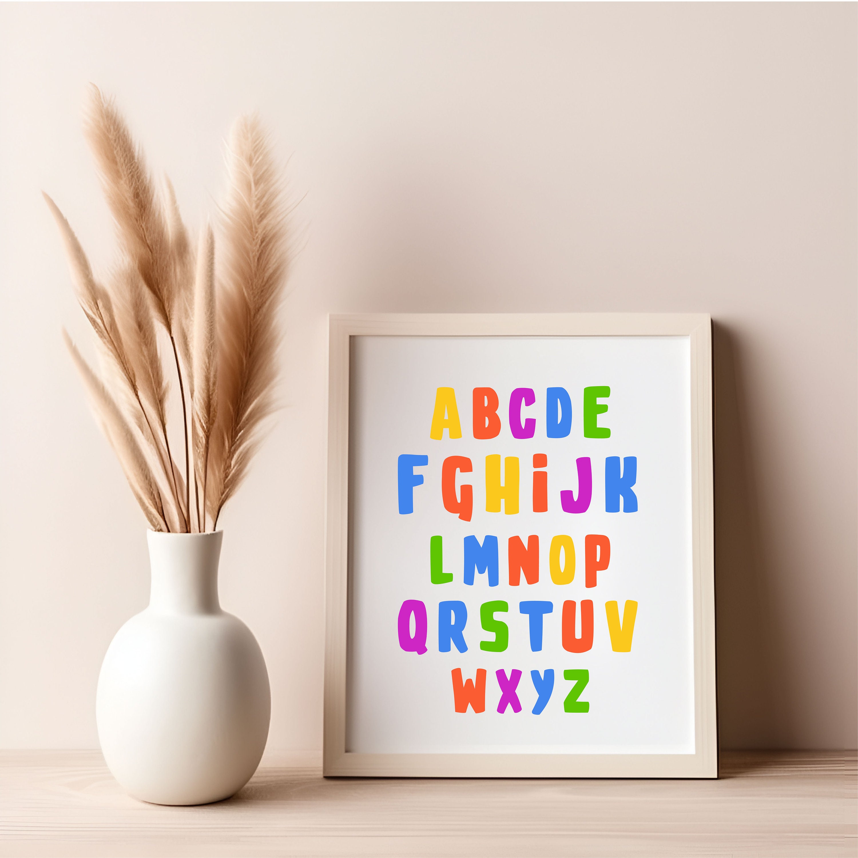 Rainbow Alphabet Poster, Educational Printable Wall Art, Rainbow ...