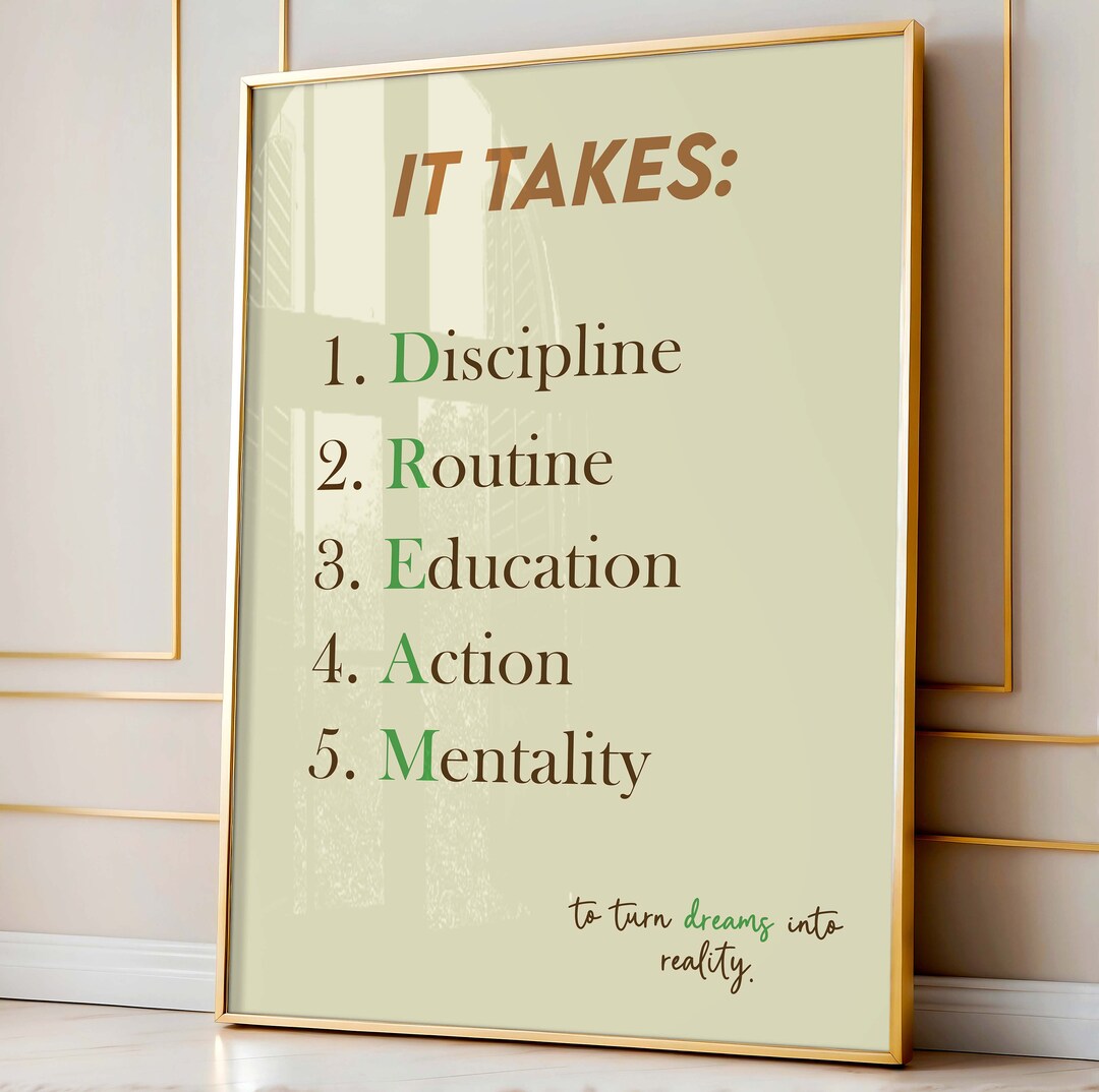 Discipline Wall Art, Entrepreneur Wall Art, Inspirational Quote ...