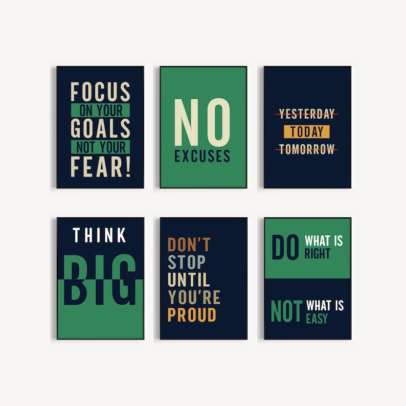 Positive Quote, Motivational Posters, Set of 6 PRINTABLES, Motivation ...