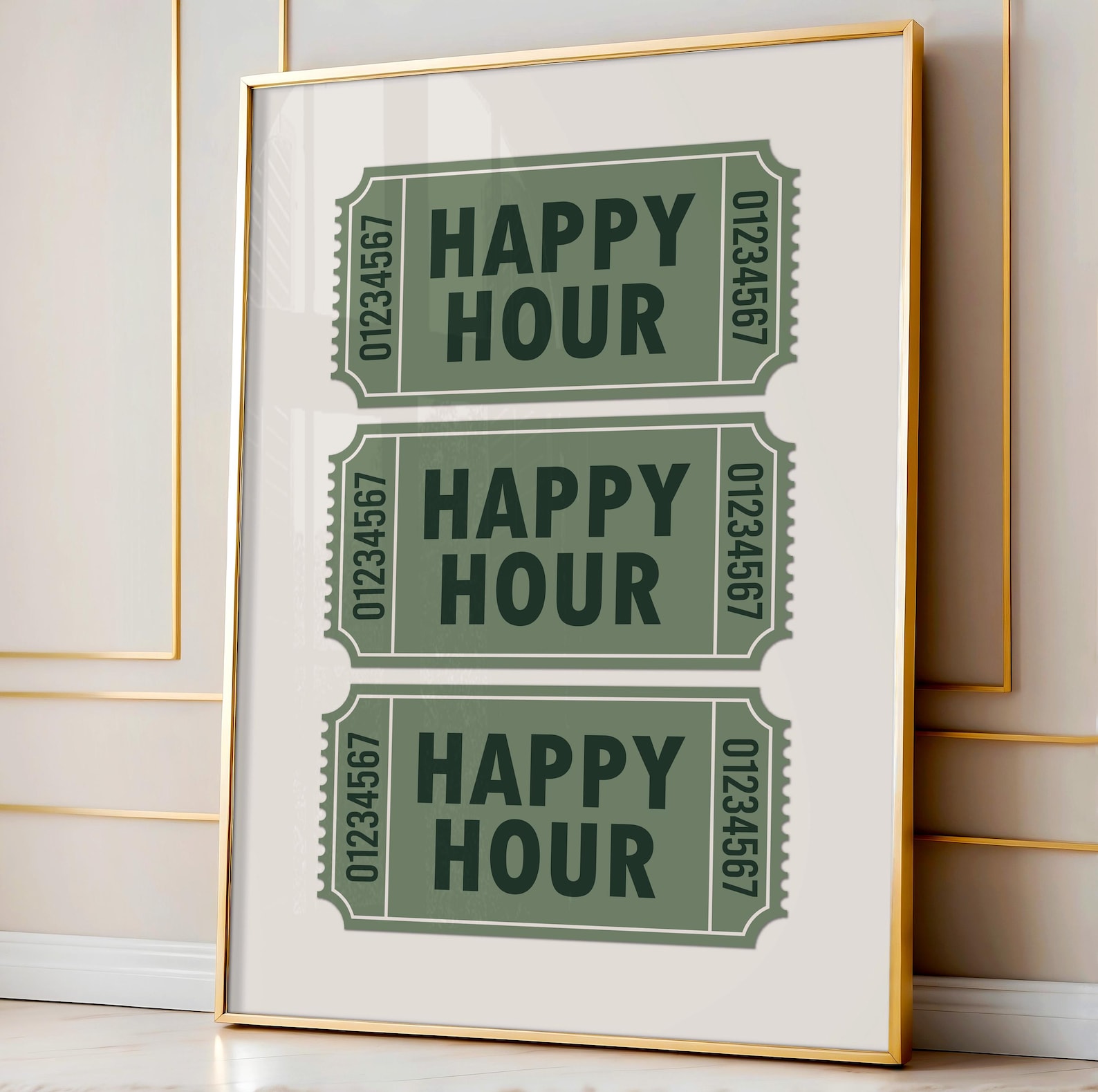 Gallery Wall Set of 6, Green Ticket Wall Art, Home Wall Decor ...