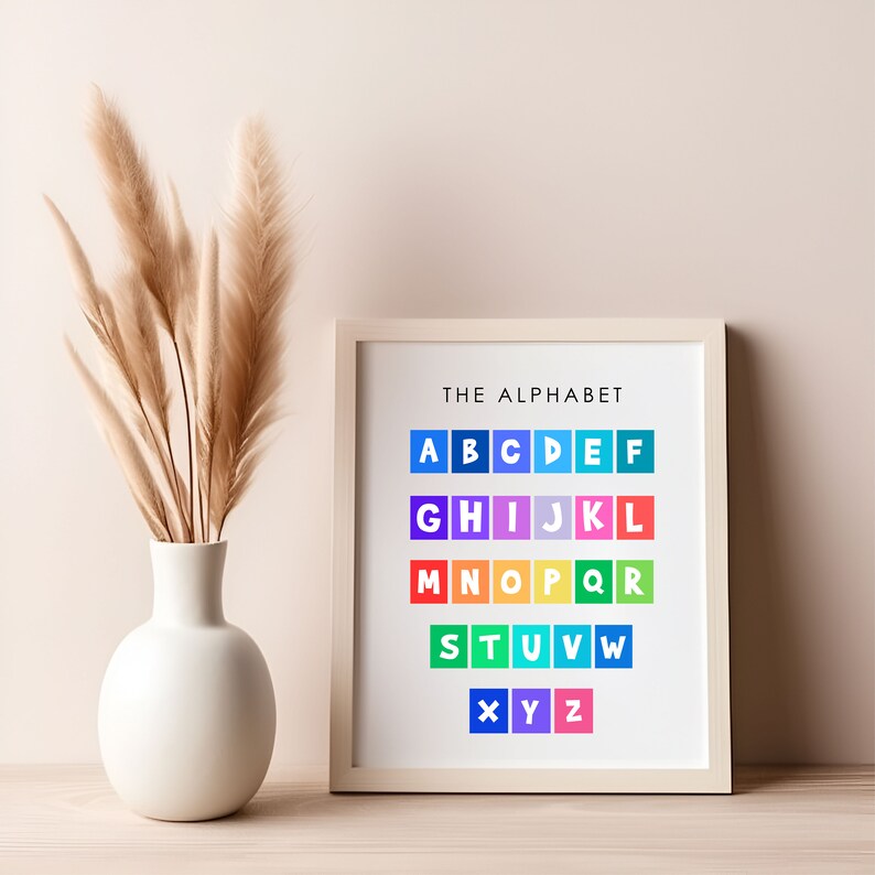 Alphabet Poster, Rainbow Classroom Decor, Educational Wall Art ...