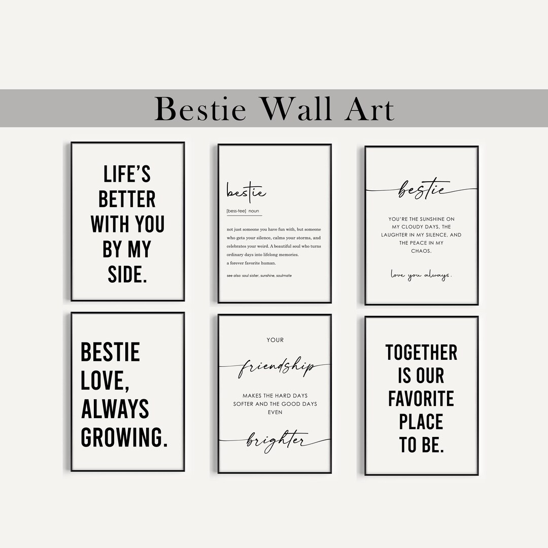 Bestie Wall Art Set, Bestie Definition Print, Best Friend Gift, Gift ...