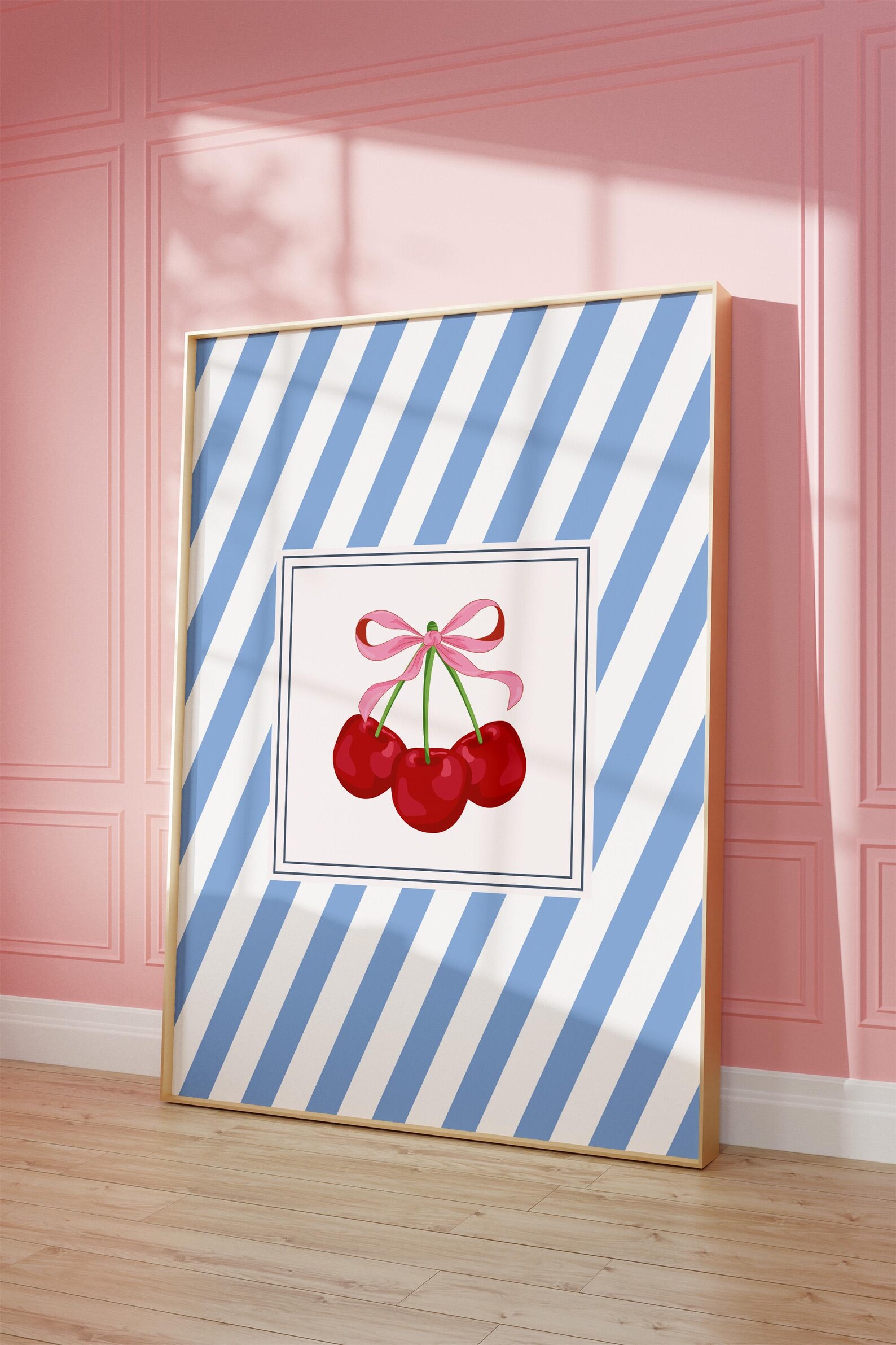 Set of 6 Red and Blue Gallery Wall, Preppy Room Decor, Trendy Retro Art ...