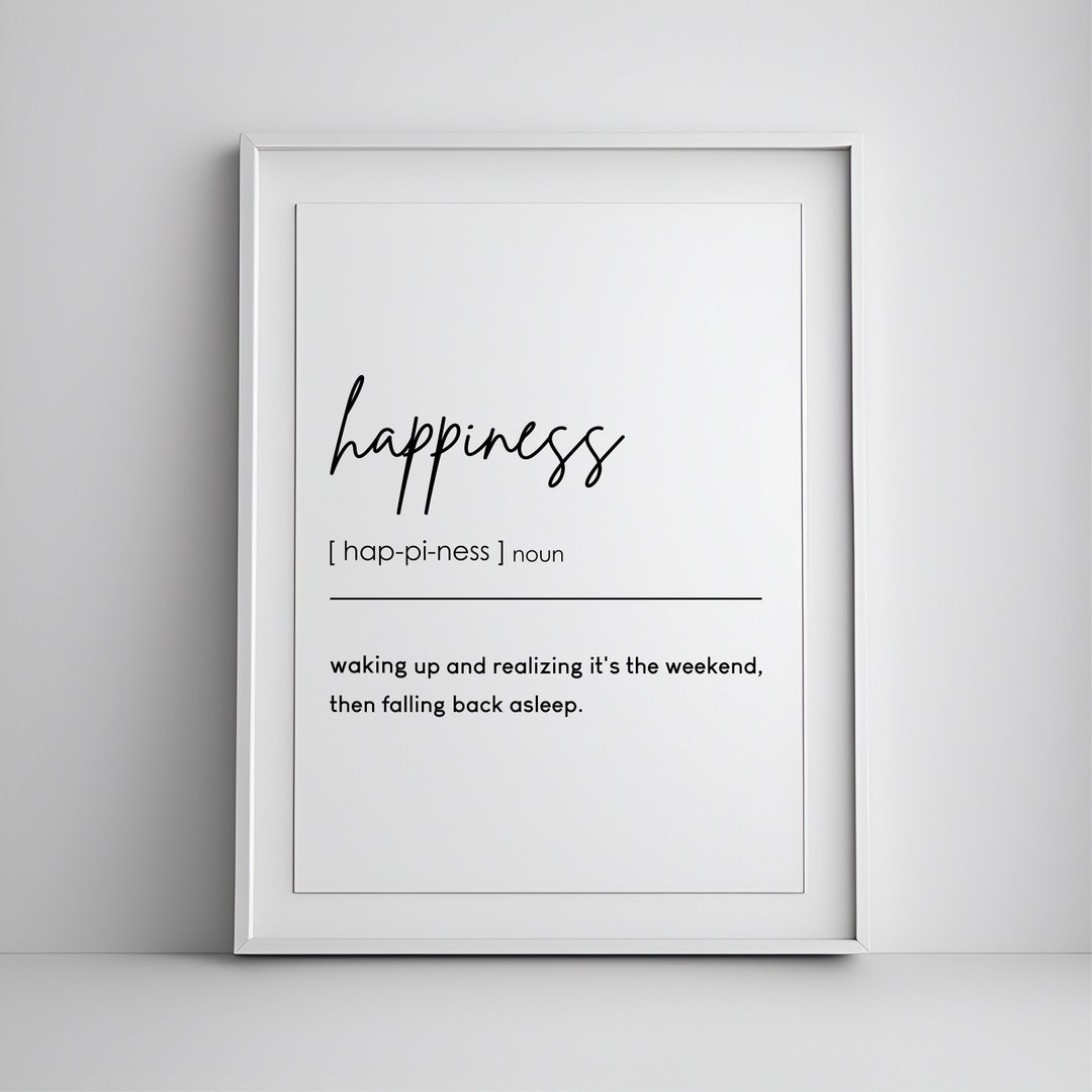 Happiness Definition, Definition Print, Art Print, Wall Art Prints ...