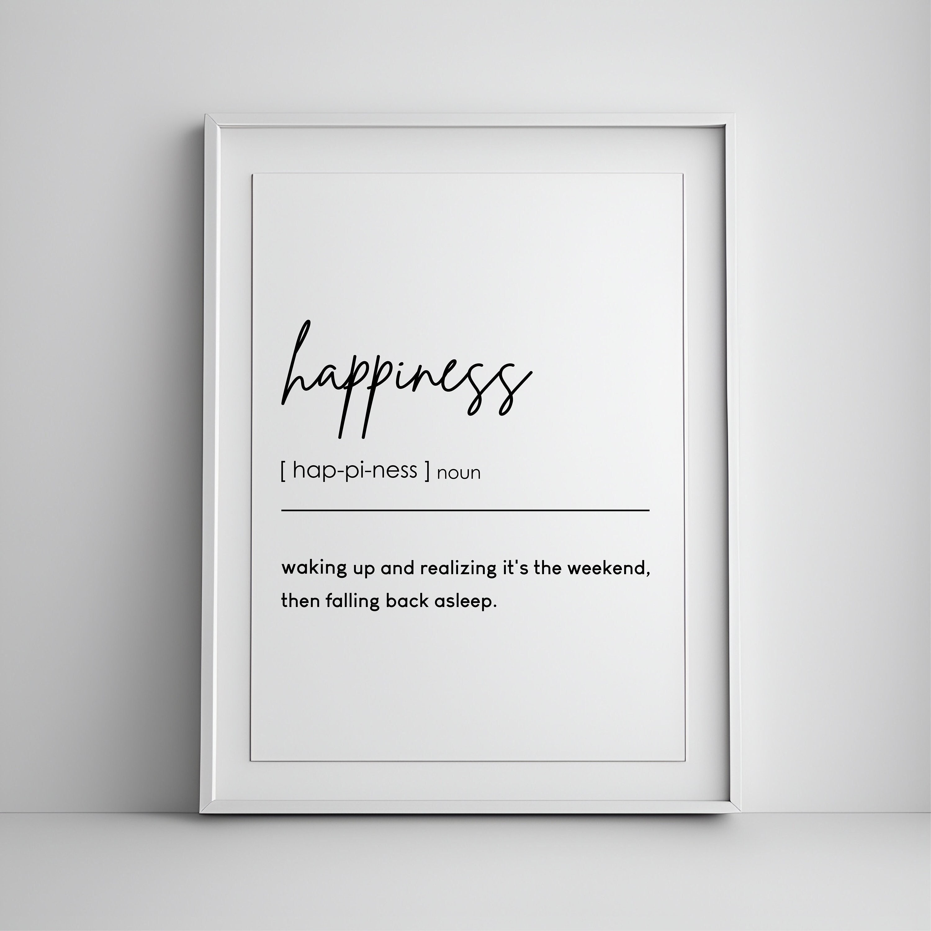 Happiness Definition, Definition Print, Art Print, Wall Art Prints ...