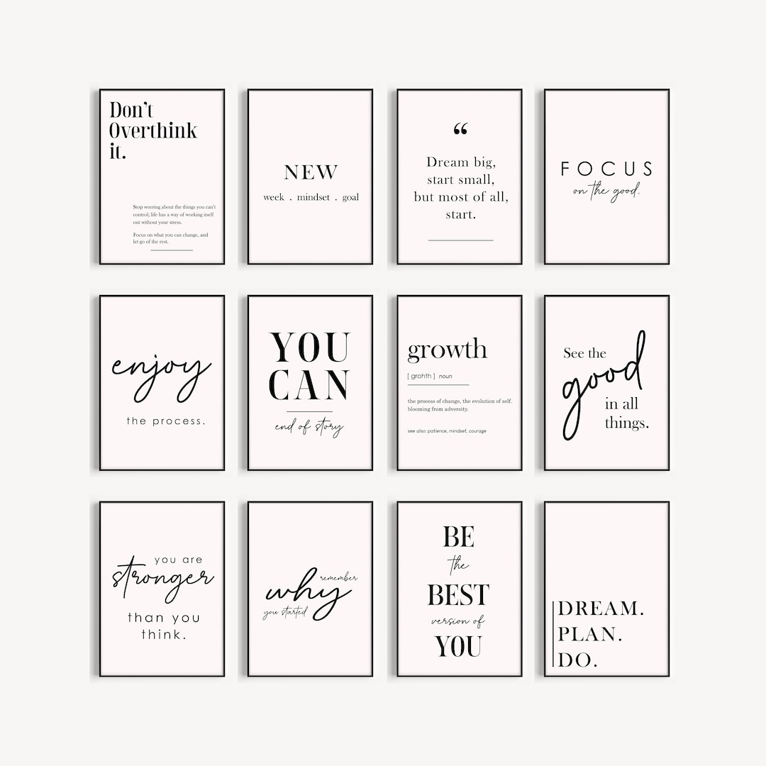 Wall Art Bundle Set of 12, Printable Wall Art, Inspirational Quote ...