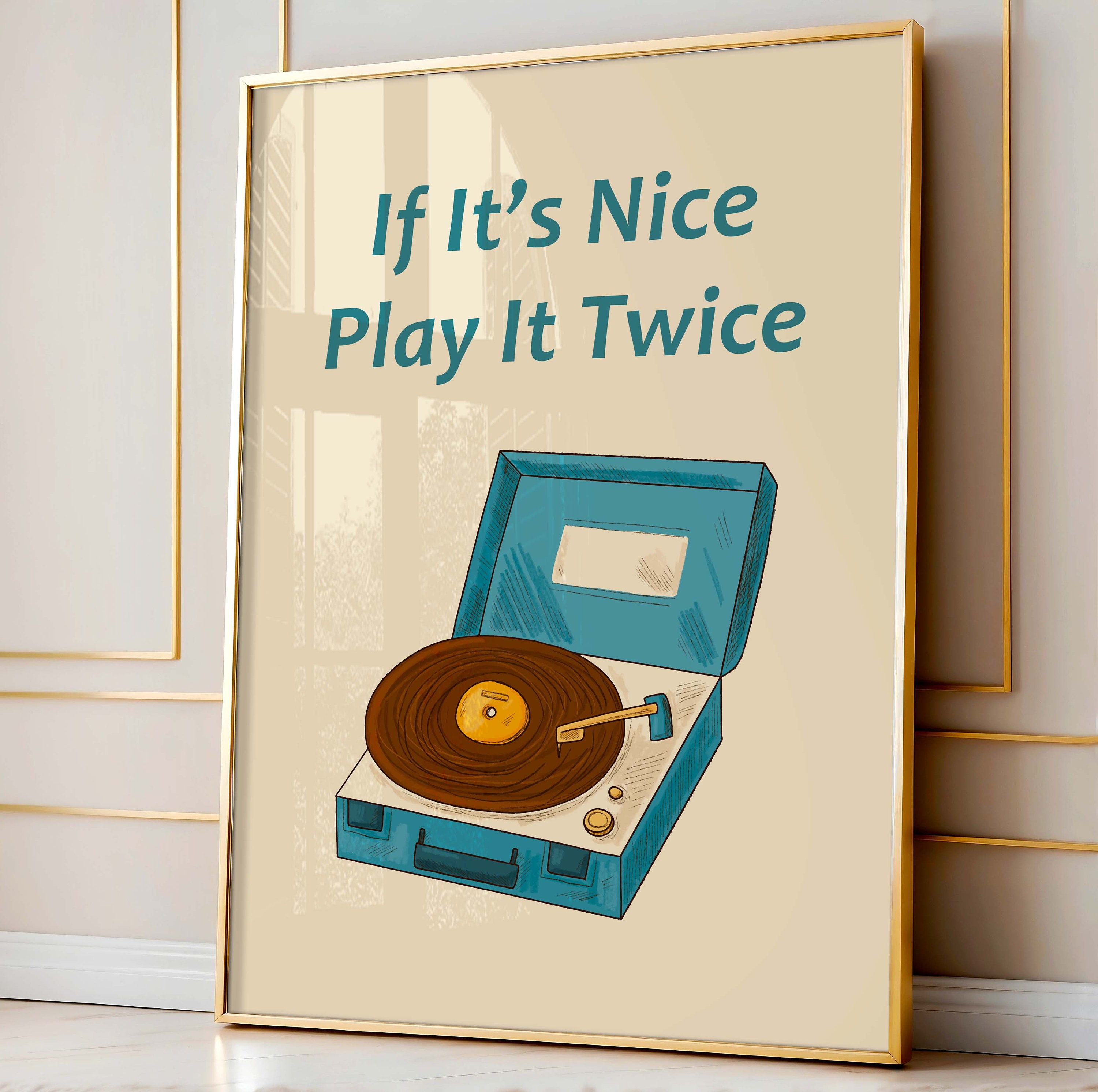 Retro Groovy Print, Record Player Poster, Turntable Print, Wall Decor ...