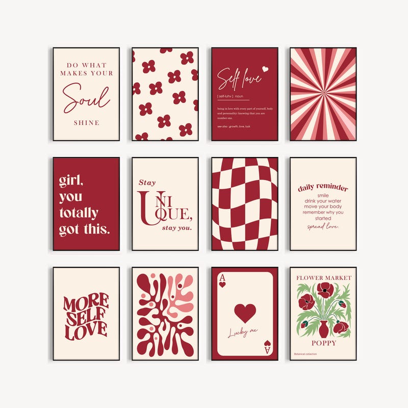 Red Bedroom Decor - Etsy