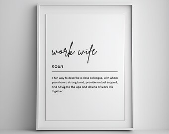 Work Spouse Definition Print, Work Spouse Gift, Work Pal, Work ...