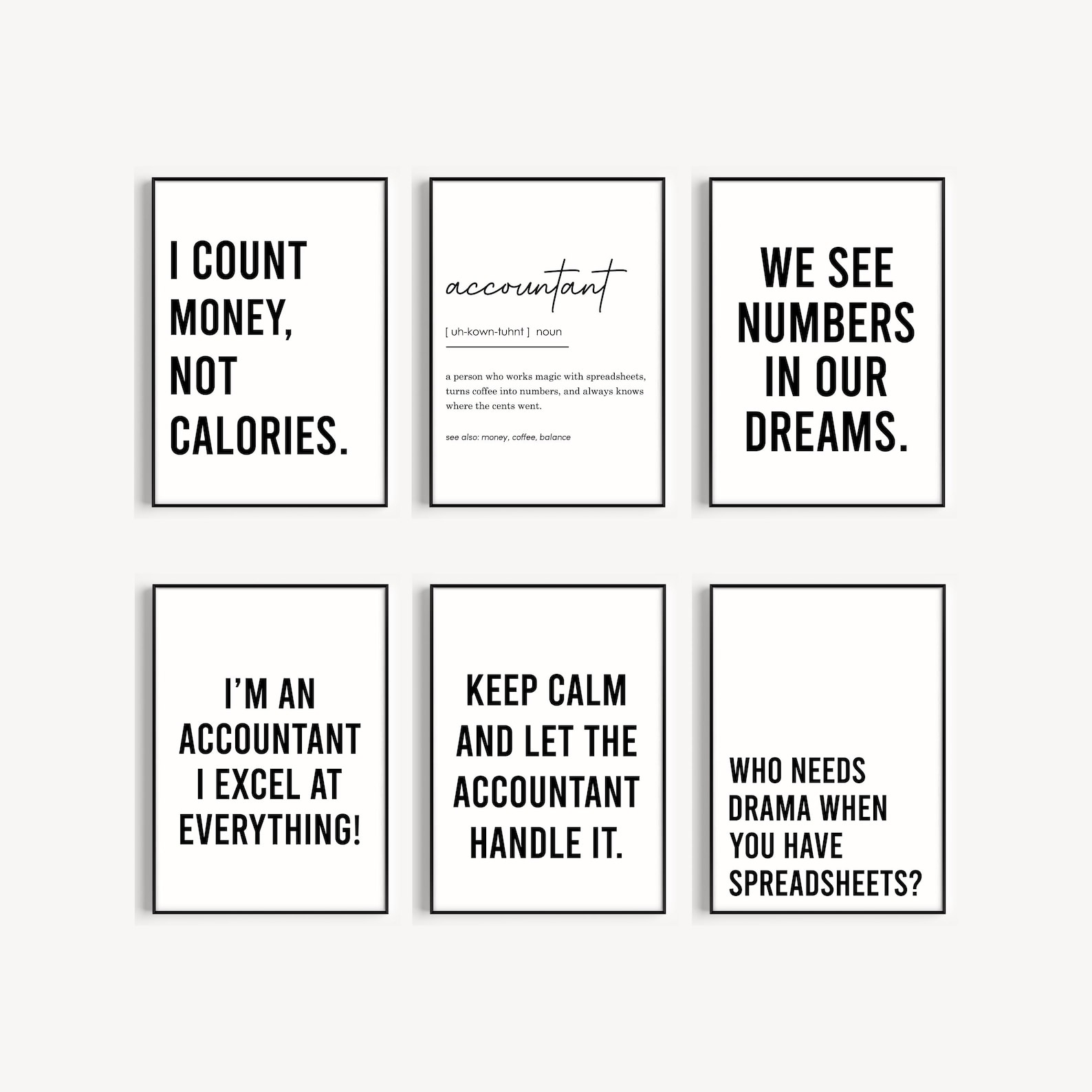 Accountant Office Decor Set of 6, Accountant Definition Wall Art, Funny ...