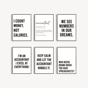 Accountant Office Decor Set of 6, Accountant Definition Wall Art, Funny ...