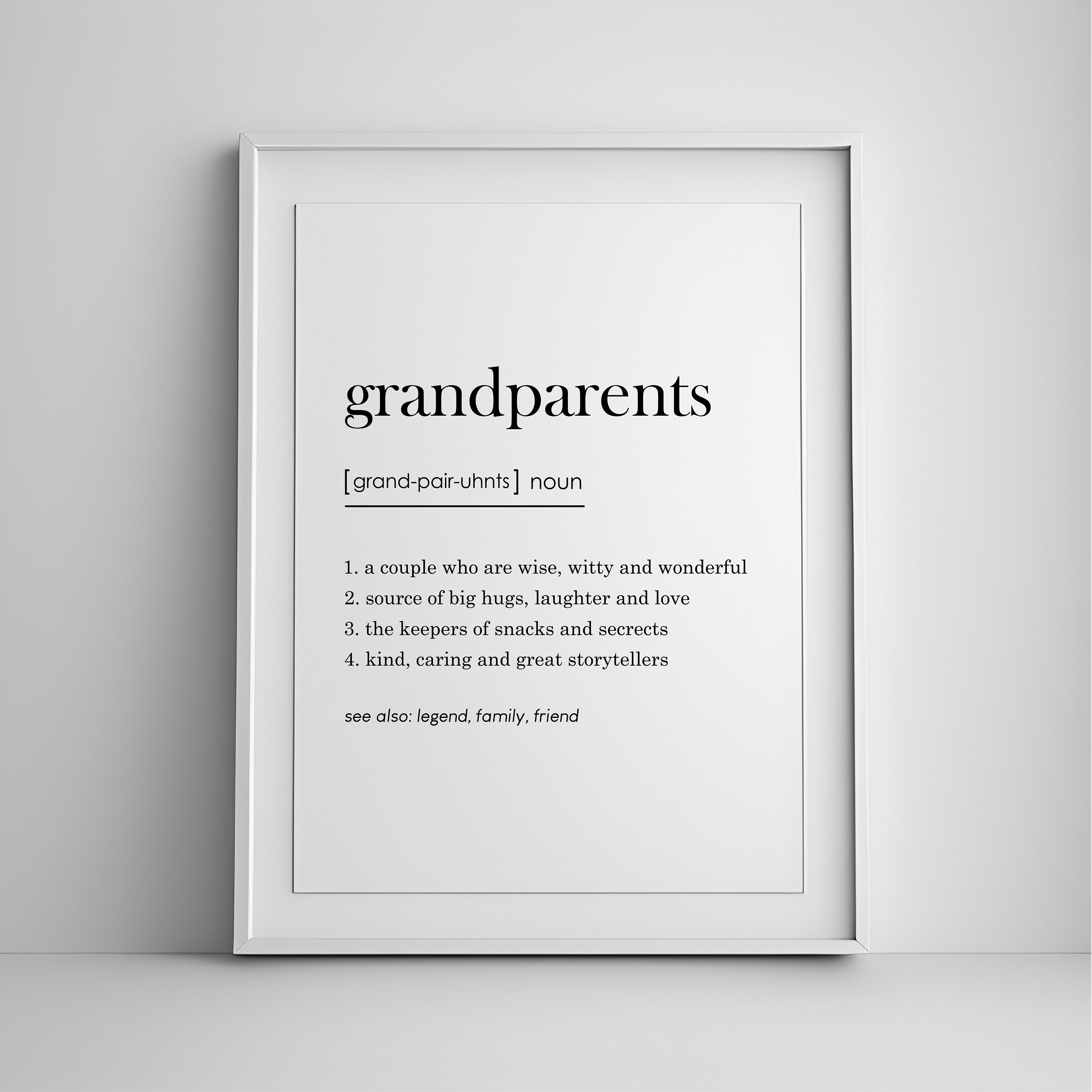 Grandparents Definition Print, Grandparents Gifts, Grandma Gift ...