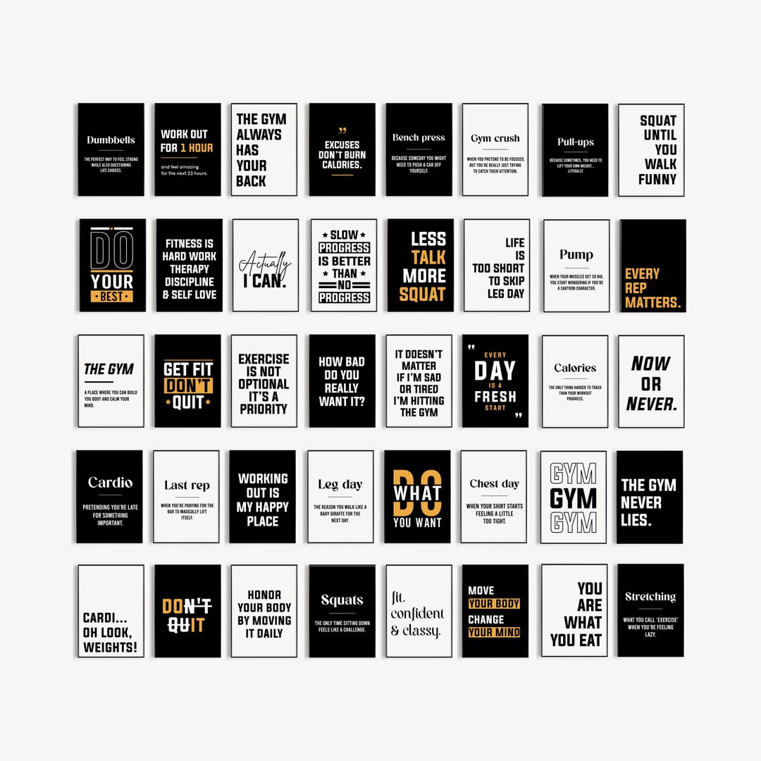Home Gym Decor Set of 40 PRINTABLES, Gym Gift for Best Friend ...