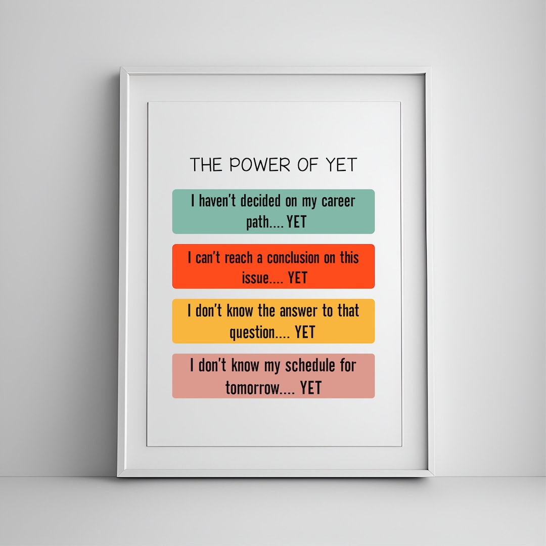 The Power of yet Poster, Boho Classroom Decor, Growth Mindset Mental ...