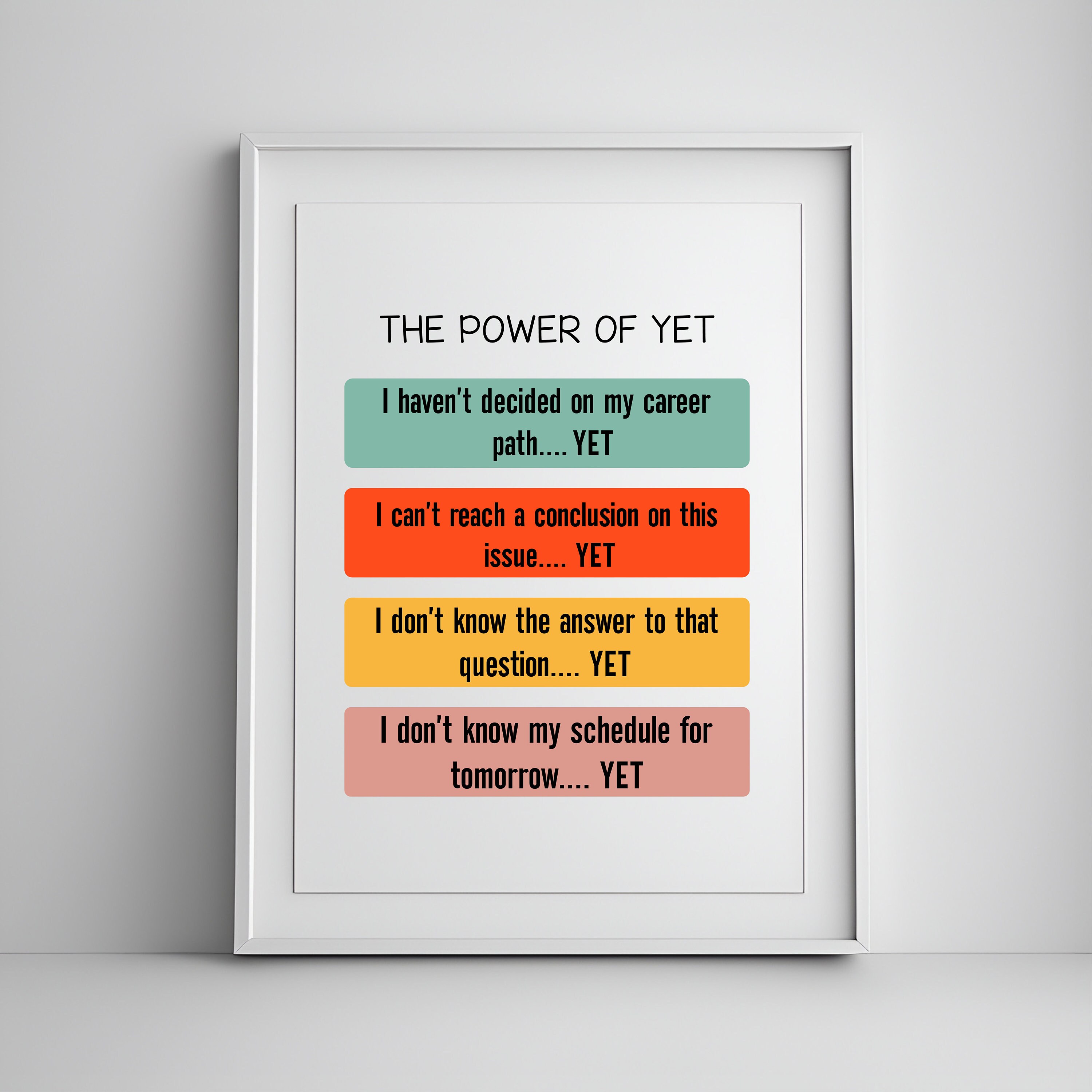 The Power of yet Poster, Boho Classroom Decor, Growth Mindset Mental ...