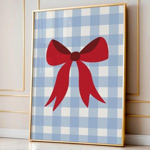 Set of 6 Red and Blue Gallery Wall, Preppy Room Decor, Trendy Retro Art ...