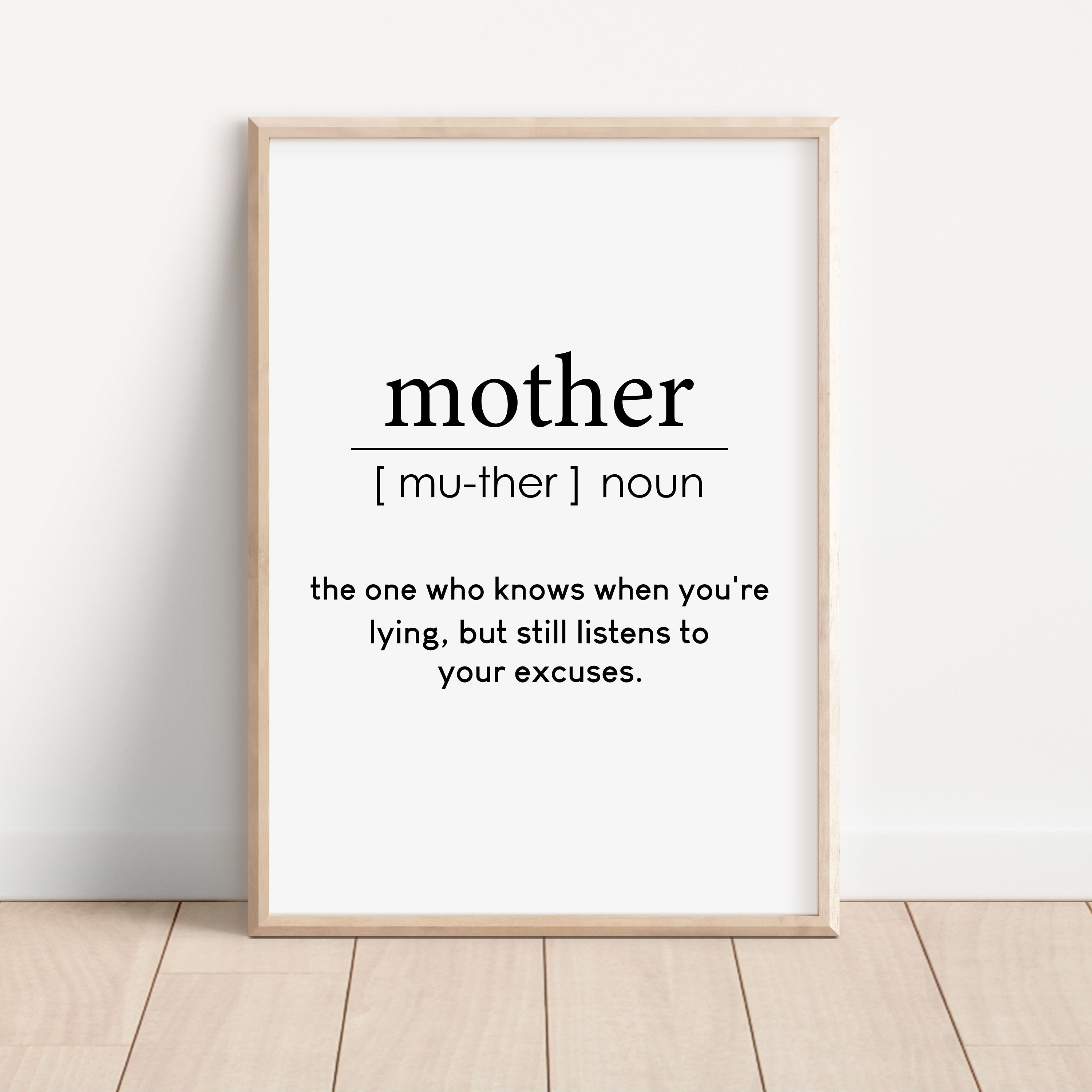 Mother Definition Print, Mom Wall Art Print, Minimalist Print, Family ...
