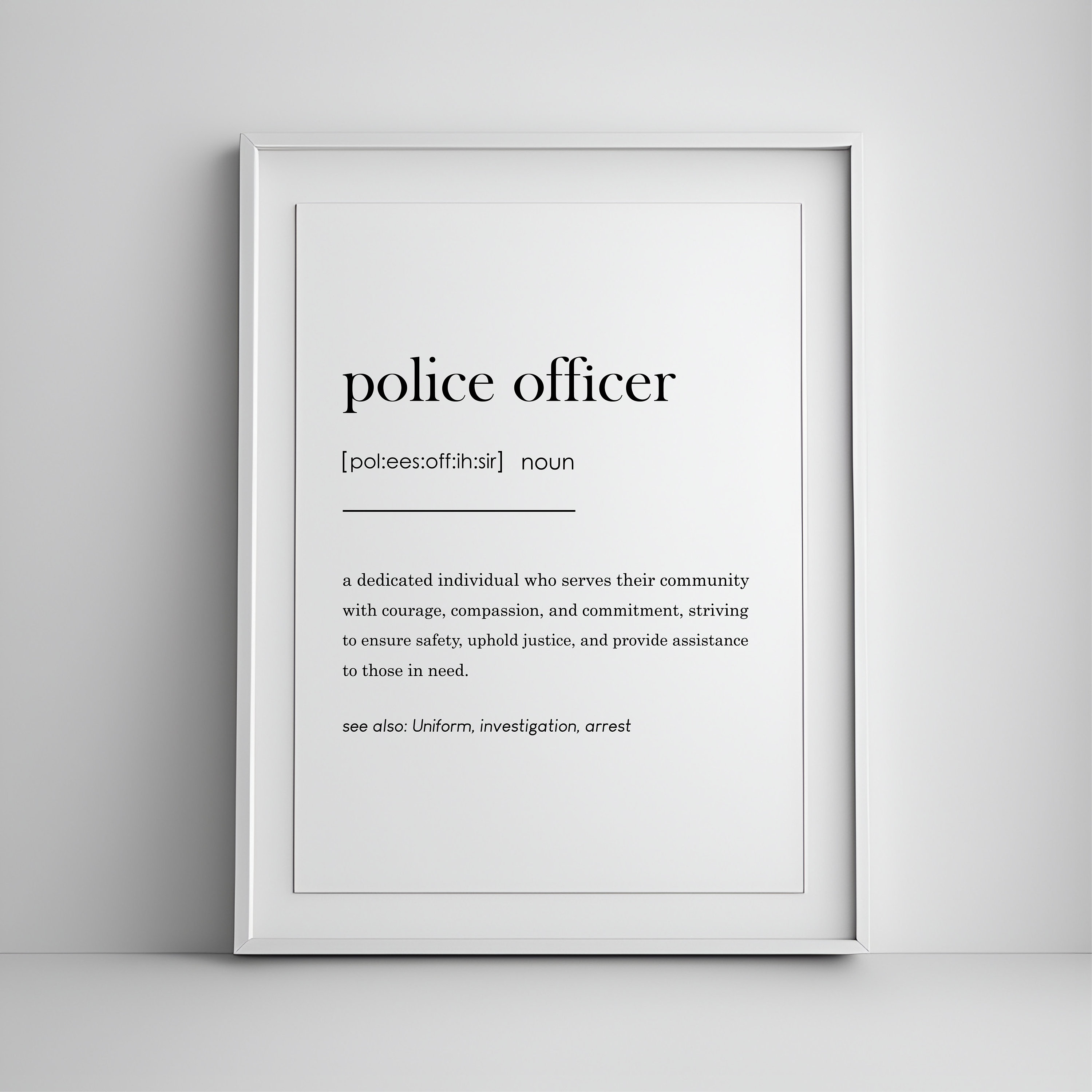 Police Officer Definition Print, Police Gift, Police Gifts, Police ...