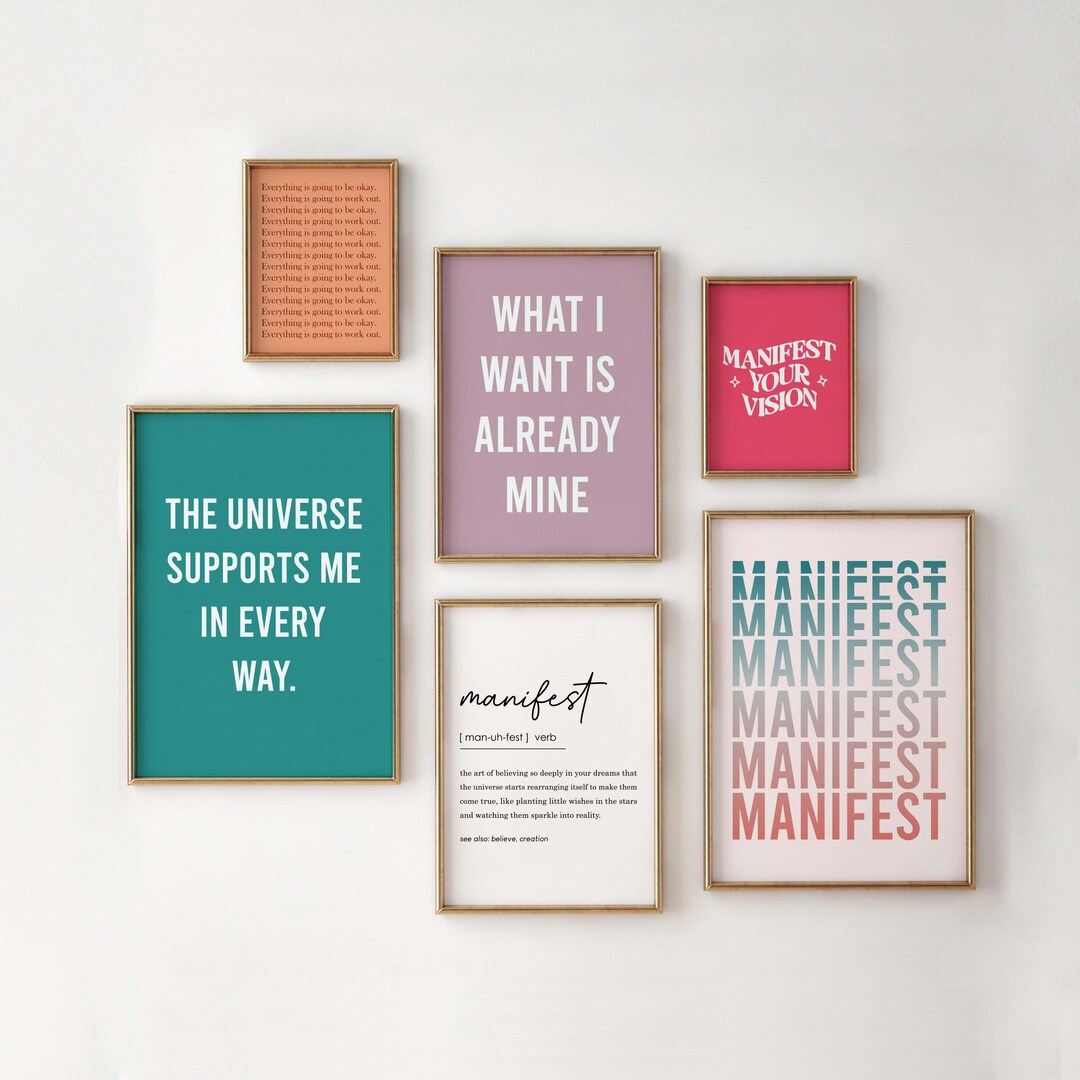 Manifest Gallery Wall, Affirmation Wall Art, Manifest Definition Print ...