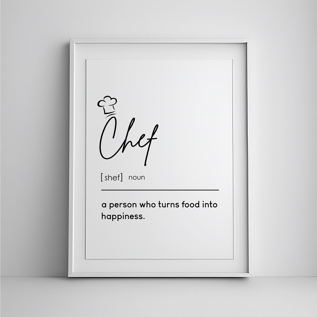 Chef Definition, Chef Gifts, Cook Gift, Mom Gift Cooking, Kitchen Wall ...