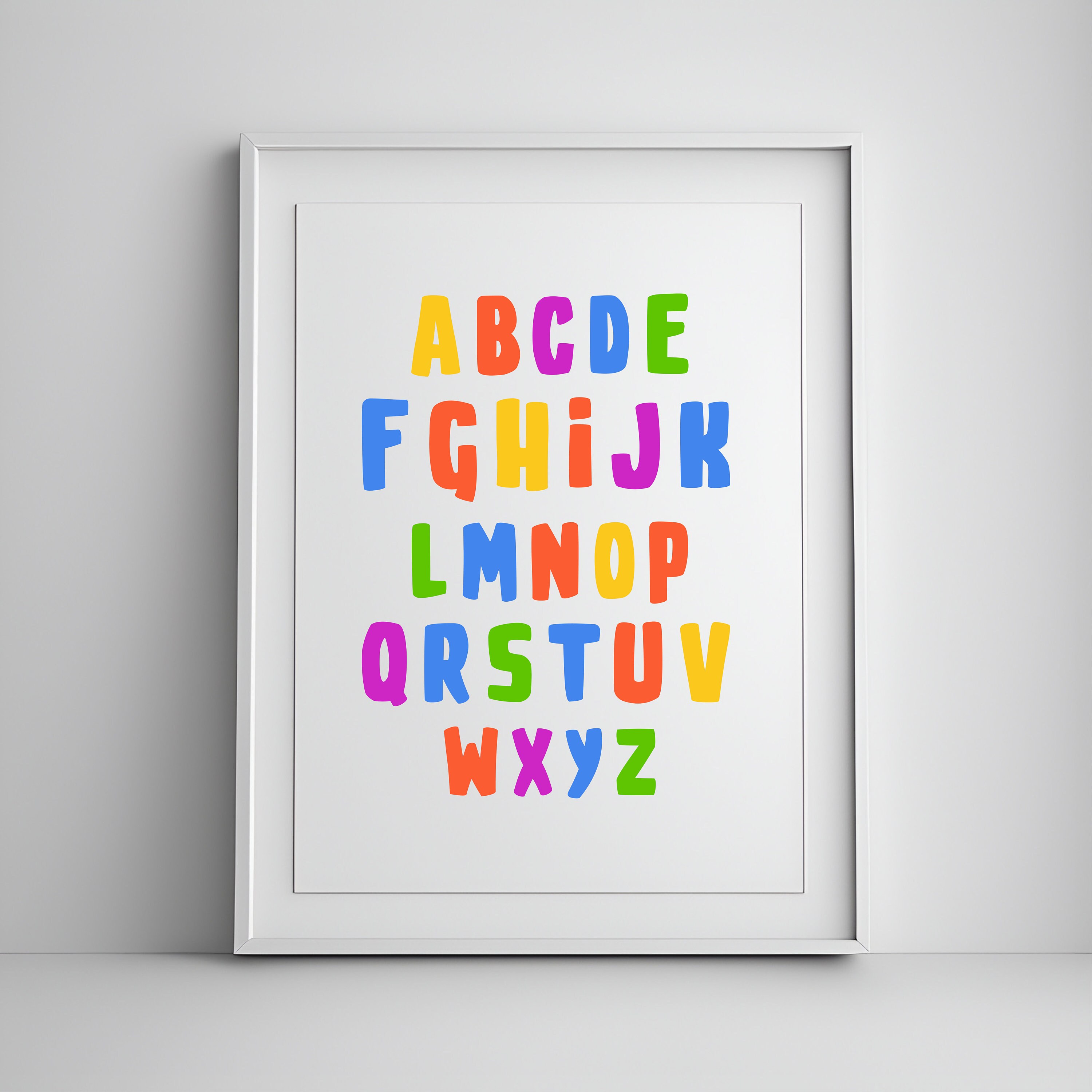 Rainbow Alphabet Poster, Educational Printable Wall Art, Rainbow ...
