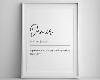 Dance Teacher Definition, Printable Wall Art, Digital Download, Dancer ...