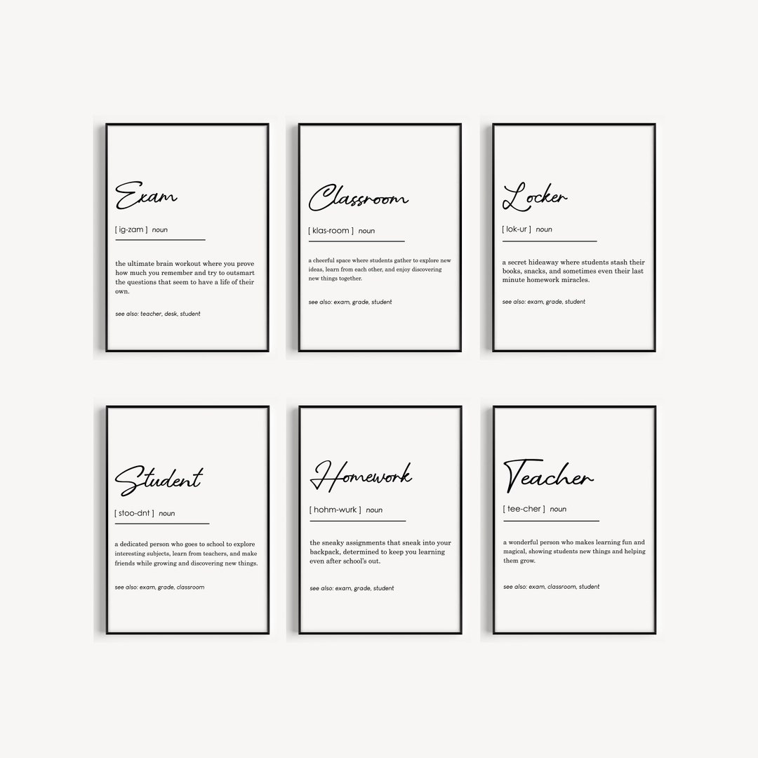 Teacher Definition Wall Art, Classroom Decor, Inspirational, Set of 6 ...
