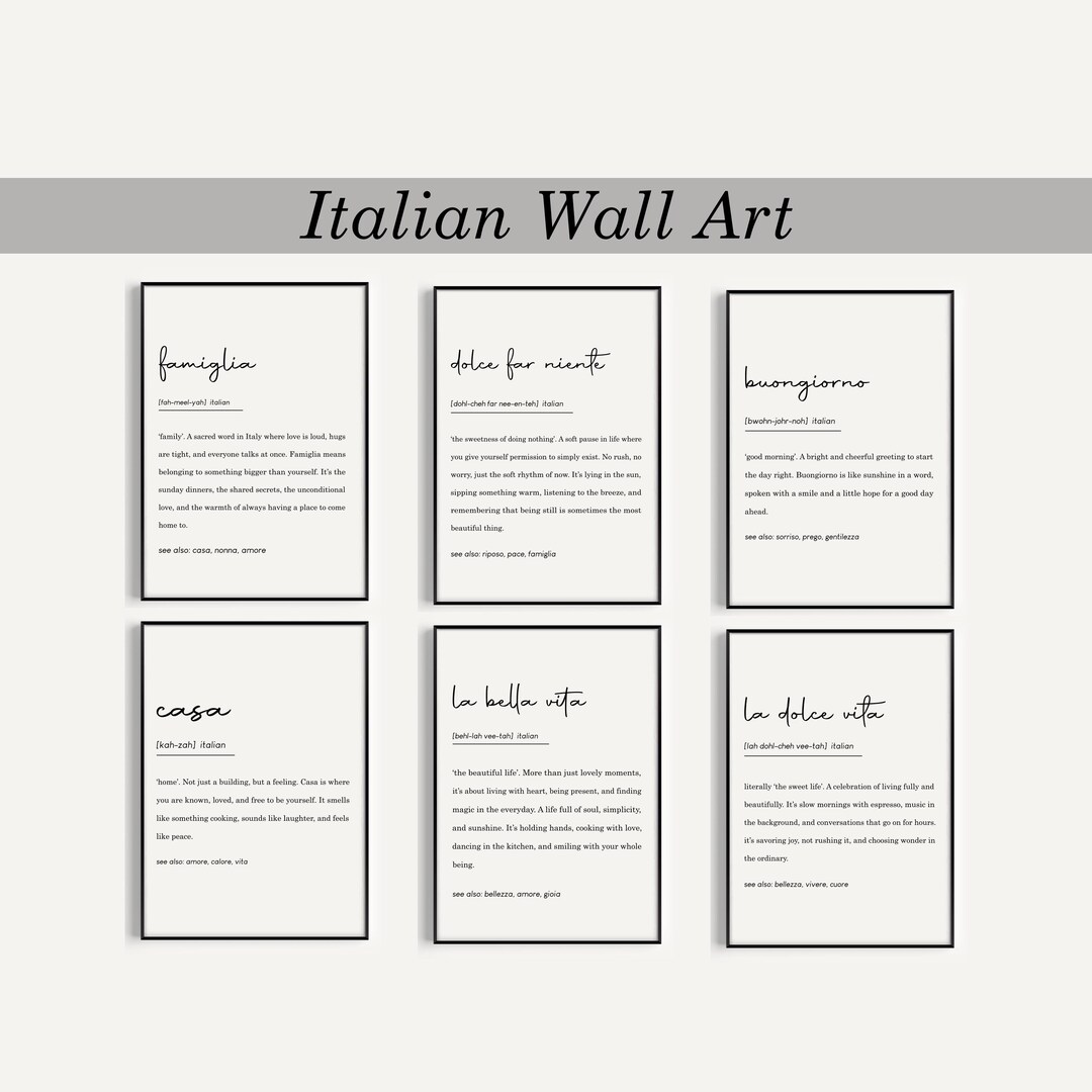 Italy Wall Art, Italian Gifts Decor, Italian Wall Prints Dolce Far ...