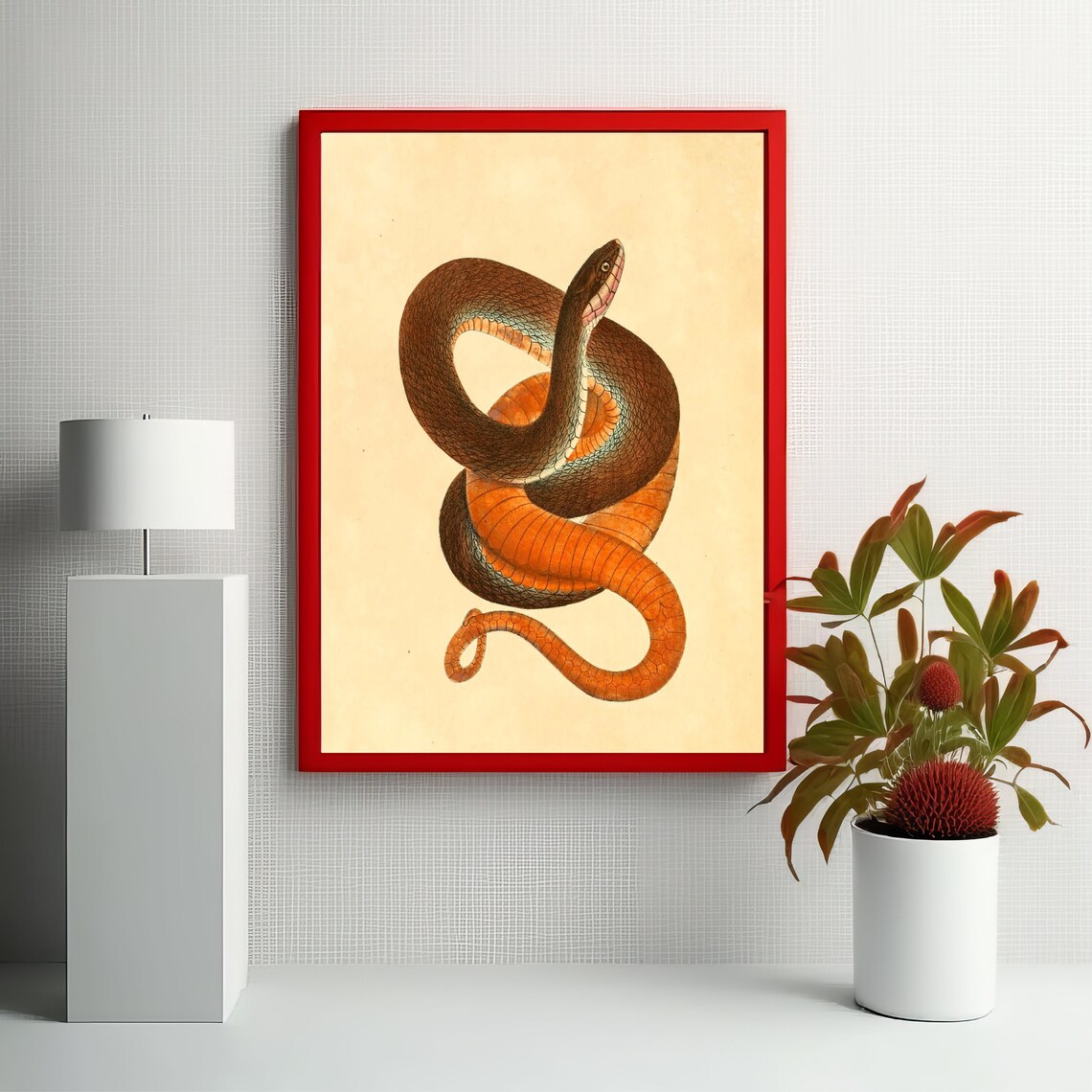 Vintage Snake Printable Art, Snake Wall Art, Living Room Wall Art Print ...
