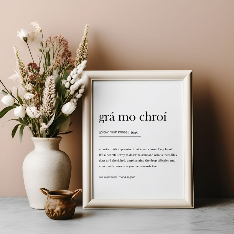Grá Mo Chroí Print, Wedding Gift, Ireland Gift Valentines, Irish Language Gaeilge Digital Print ...