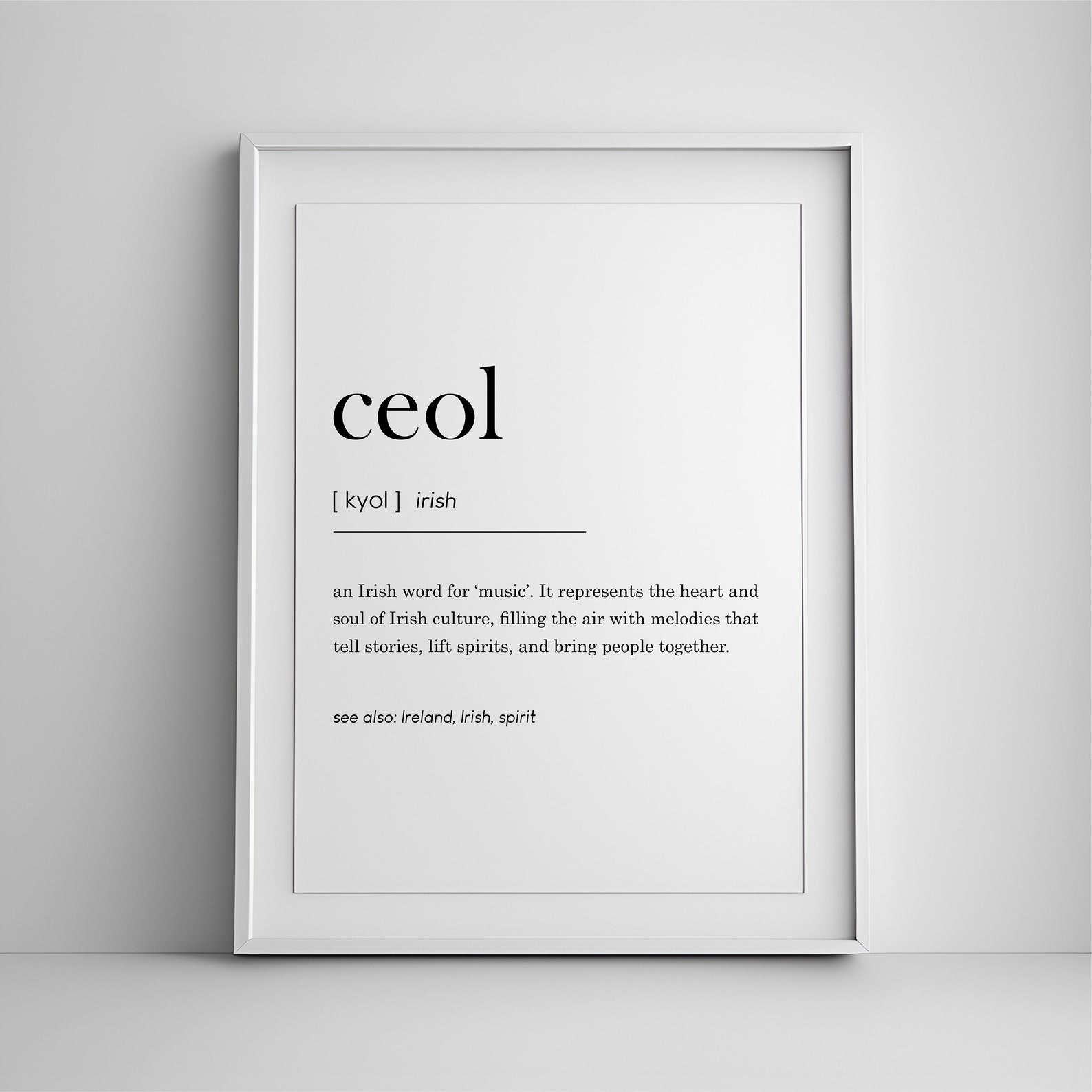 Ceol Definition Print, Ireland Print, Irish Sayings, Irish Art, Ireland ...