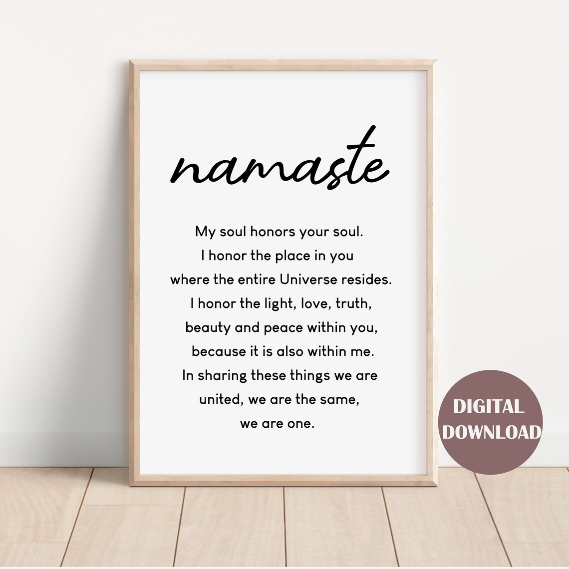 Namaste Definition Print, Namaste Sign, Namaste Printable, Yoga Wall ...