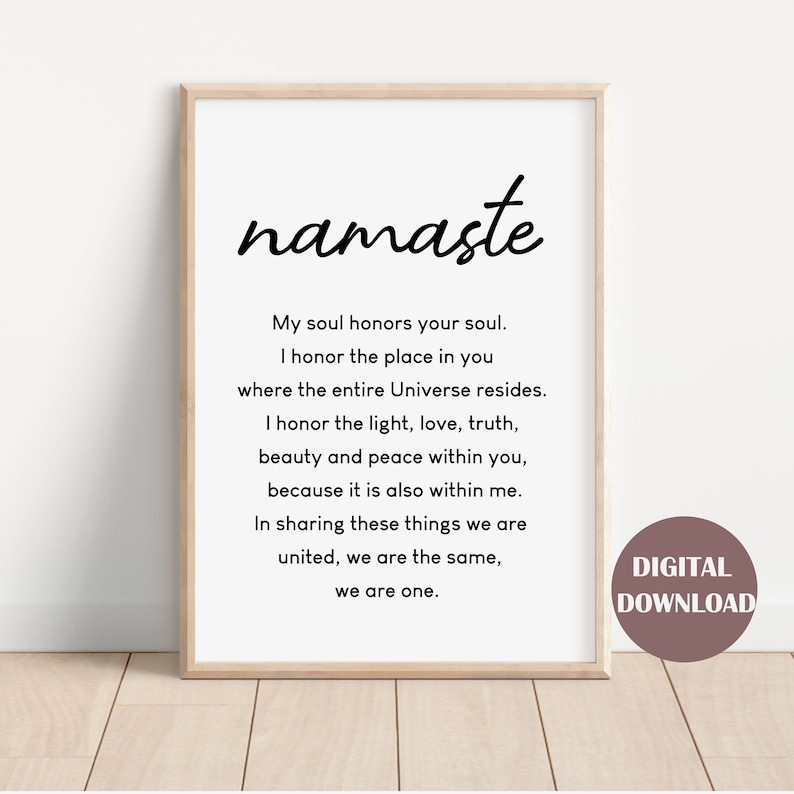 Namaste Definition Print, Namaste Sign, Namaste Printable, Yoga Wall ...