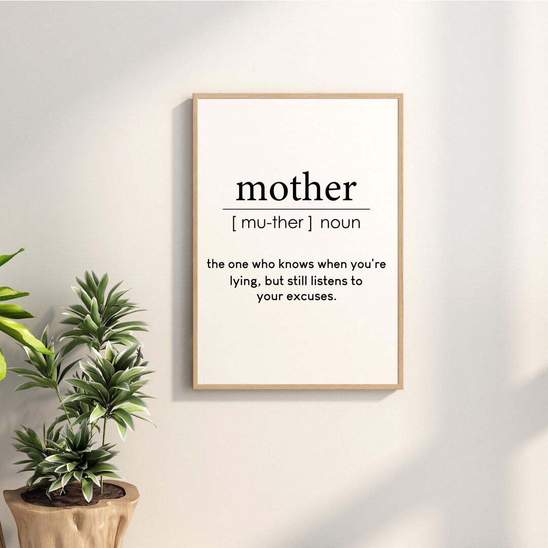 Mother Definition Print, Mom Wall Art Print, Minimalist Print, Family ...