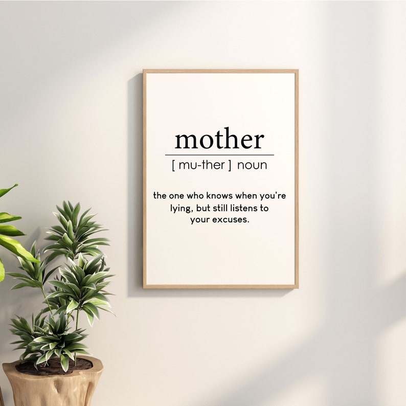 Mother Definition Print, Mom Wall Art Print, Minimalist Print, Family ...