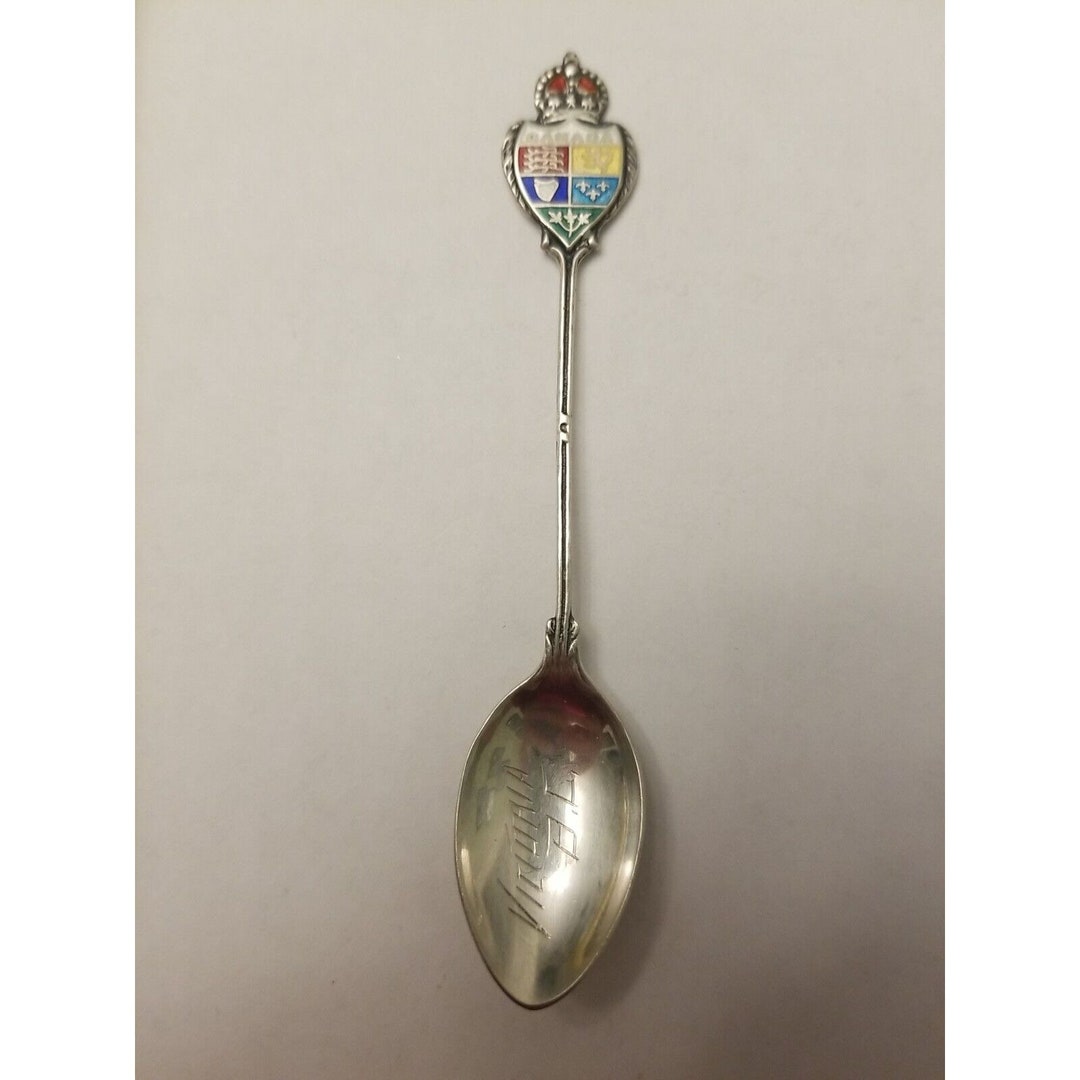 Vintage Bmco Canada Sterling Silver Spoon Enameled SOUVENIR Victoria B ...