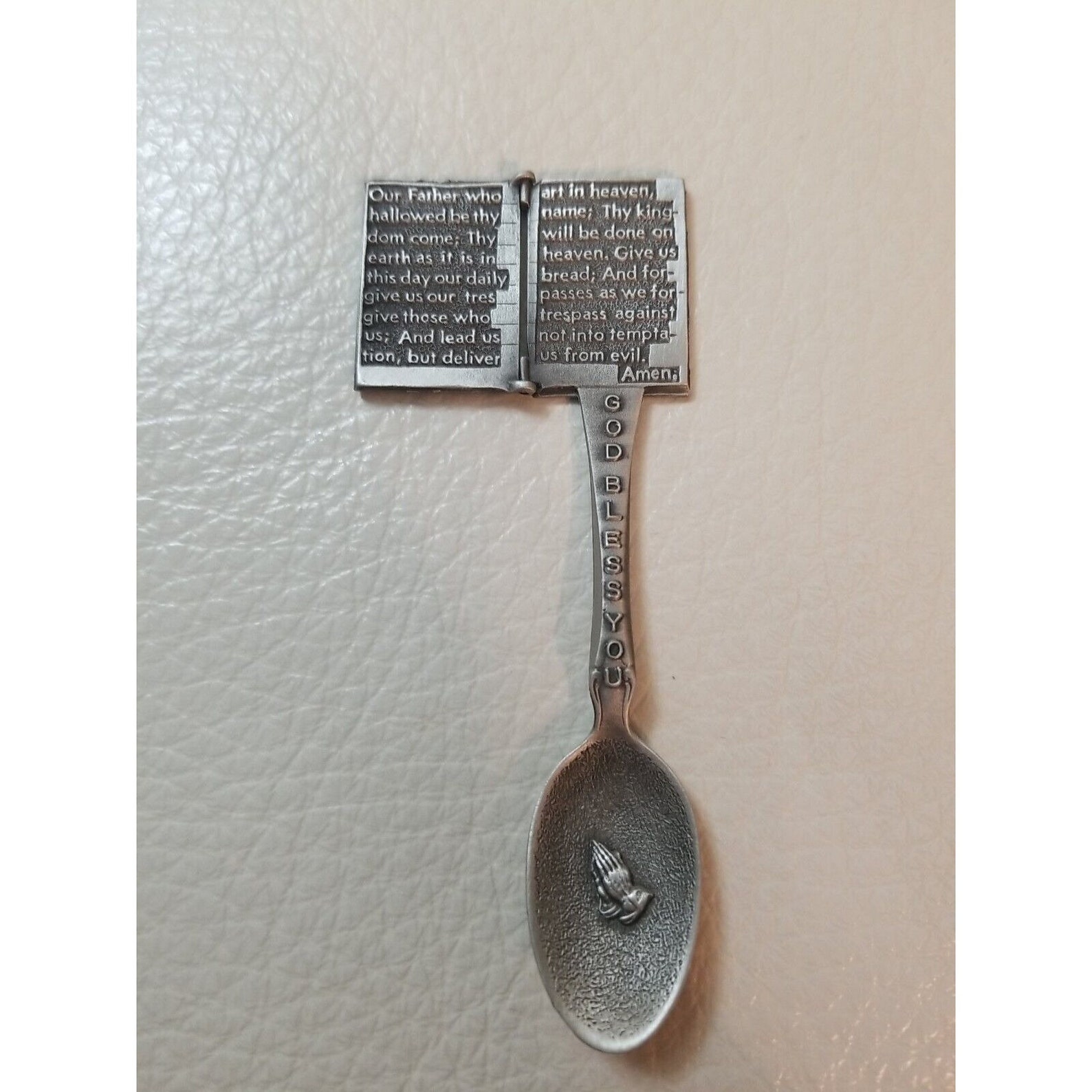 Gish Pewter Souvenir Spoon "the Lord's Prayer" God Bless You, Book ...
