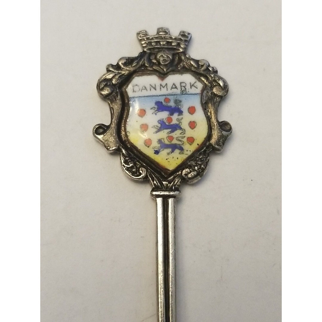 Vintage Danmark Enameled Spoon Silverplated Souvenir Collectible - Etsy