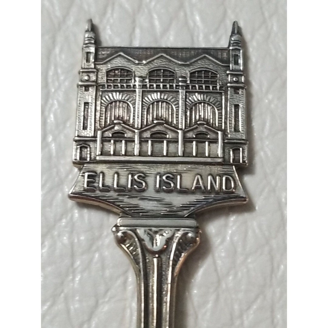 Souvenir Spoon Ellis Island "door to Freedom" Blue Delft 1985 Holland ...