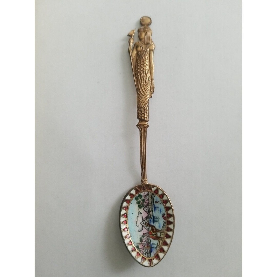 Rare Egyptian Souvenir Spoon Figural Enameled Bowl Pyramids Camel - Etsy